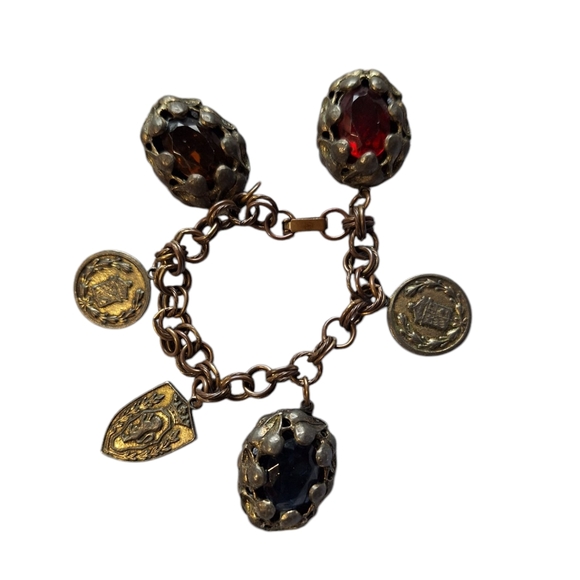 Vintage | Jewelry | Vintage 8s Or 90s Chunky Charm Bracelet Heavy Glass ...